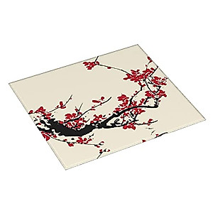 Japanese Floral Cherry Blossom Printed Drying Mat For Kitchen Ultra Absorbent Microfiber Dishes Drainer Mats Non-Slip Silicone Quick Dry Pad - 18 X 16inch