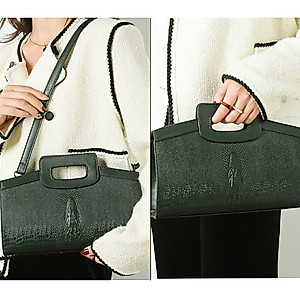 Yohora Handbag for Women Designer Shoulder Crossbody Purse Crocodile Pattern Leather Clutch Evening Bag for Party