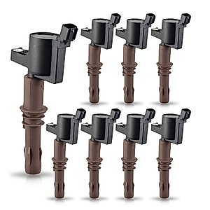 ENA Set of 8 Brown Boot Ignition Coil Pack Compatible with Ford Lincoln Mustang F150 F250 F350 F450 F550 F650 F750 F53 F59 Expedition Explorer Lobo Navigator 4.6 5.4 6.8 Replacement for C1659 DG521