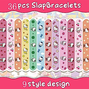 GOTOFUN Kitty Party Supplies, Kitty Slap Bracelets, 86PCS Party Favors Contains 36 Slap Bracelets and 50 Stickers, Great Birthday Gift for Boys Girls, Kawaii Goodie Bag Stuffers