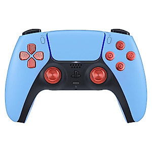 TOMSIN Metal Buttons Replacement Kit for PS5 Controller – Aluminum Thumbsticks & O X Square Triangle & Dpad Buttons Accessories Compatible with PlayStation 5 DS Controller (Red)