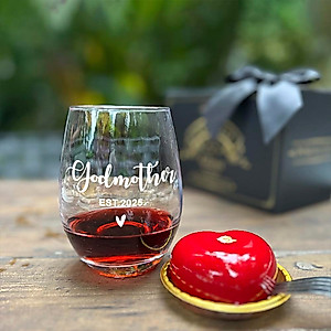 Pokolllee EST 2025 Godmother Proposal Gift for First Time Godmother, New Godmother EST 2025 Wine Glass Gift, New Godmother Pregnancy Announcement Wine Bag, Novelty Baptism Gifts for Godmother