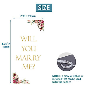 Will You Marry Me Door Banner Decorations, Bridal Shower Party Door Cover Sign Decorations Supplies, Wedding Engagement Party Photo Booth Props Backdrop Poster Background