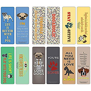 Creanoso Inspiring Dog Lover Bookmark Gifts for Owners (60-Pack) – Six Assorted Quality Dog Themed Bookmarks Bulk Set – Premium Gift for Dog Pet Owners Lovers