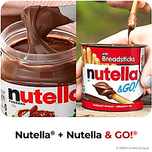 Nutella and Nutella & GO! Bundle, Hazelnut Spread with Cocoa Jar and Snack Packs with Breadsticks, 35.3 oz Jar​ and 4-Pack