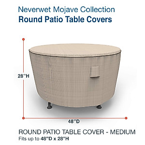 Budge NeverWet Mojave Round Patio Table Cover, Black Ivory, Medium