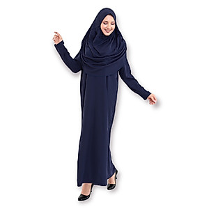 Avanos Prayer Clothes for Muslim Women, Praying Islamic Abaya Niqab Burka Hijab Face Cover Clothing Muslim Dress (Navy Blue, 1)