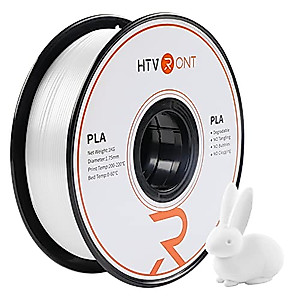 HTVRONT PLA 3D Printer Filament - White PLA Filament 1.75mm, 1KG Spool(2.2lbs), Dimensional Accuracy +/- 0.02mm, No Breaking & Tangling, Clog Free 3D Printing Filament Suitable for Most FDM Printer