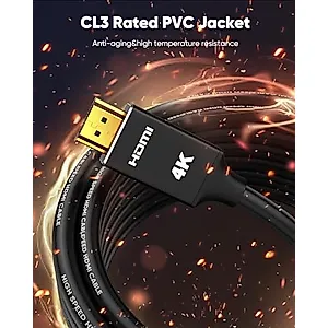 Capshi Fiber Optic Hdmi Cable 150ft/45M | 4K in-Wall CL3 Rated Long HDMI Cable 2.0 Support HDR10 8/10bit 18Gbps HDCP2.2 ARC | High Speed HD Shielded Cord Compatible with Roku TV/Laptop/PC/HDTV