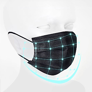 Taizhi Medical black ｍasks 50 Pcs, 3 Layer Filter black face masks
