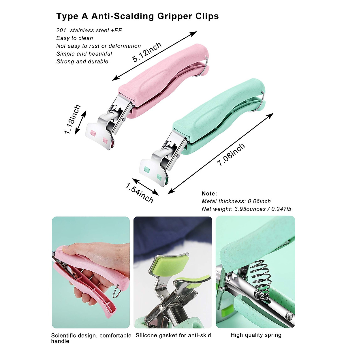 SPTECHMAKE Stainless Steel Anti-Scalding Dish Plate Gripper Clips Tongs Clamp Holder for Moving Hot Plate or Bowls with Food Out from Instant Pot Microwave Oven (2Pack)