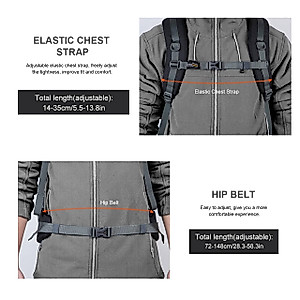 MOUNTAINTOP 40L Hiking Backpack for Women & Men Outdoor Travel Camping Day Pack with Rain Cover, 21.7 x 13 x 7.9 in, Black