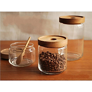 WellieSTR 1Pc (D 1000ml/34oz) Glass Storage Jars (48oz/1400ml) with Airtight Seal Bamboo Lid Stackable Kitchen Canisters for Candy, Coffee Bean Cookie, Rice, Sugar, Flour, Pasta, Nuts, Coffee