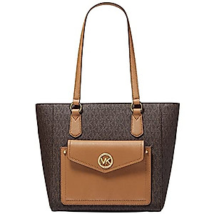 Michael Kors Joe Jet Set Medium Top Zip Brown MK Signature Tote Bag