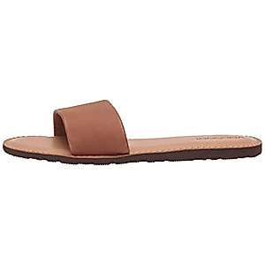 Volcom Women's Simple Synthetic Leather Strap Slide Sandal, Tan, 5 B US