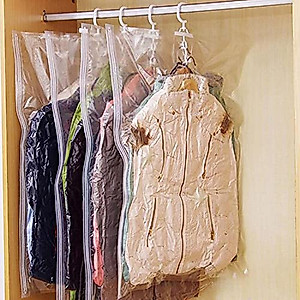 NEWDEZHI Hanging Vacuum Storage Bags, 2023 New Hanging Space Saver Bags, Outer Bags for Coats, Reusable Vacuum Seal Bags for Clothes with Pump (5pcs,L)