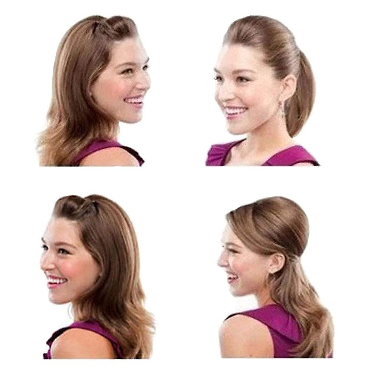 2PCS Hair Clip with Sponge Base Inserts, Bump It Up Pads, Bun Maker, Styling Accessories, Charming Comb Braid Tool (Brown)