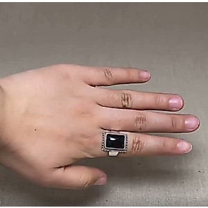 925 Sterling Silver Lucifer Morningstar Ring ~ White Cat's Eye & Black Onyx Turkish Ring (White Cat's Eye, 8)