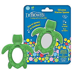 Dr. Brown's Silicone Starter Spoon and Teether for Babies and Infants, Turtles, 1 Pack, 4m+