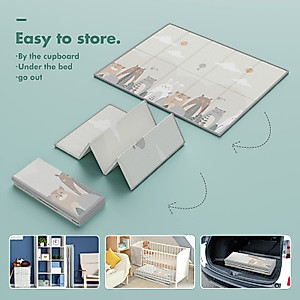 UANLAUO Foldable Baby Play Mat, Extra Large Waterproof Activity Playmats for Babies,Toddlers, Infants, Play & Tummy Time, Foam Baby Mat for Floor with Travel Bag