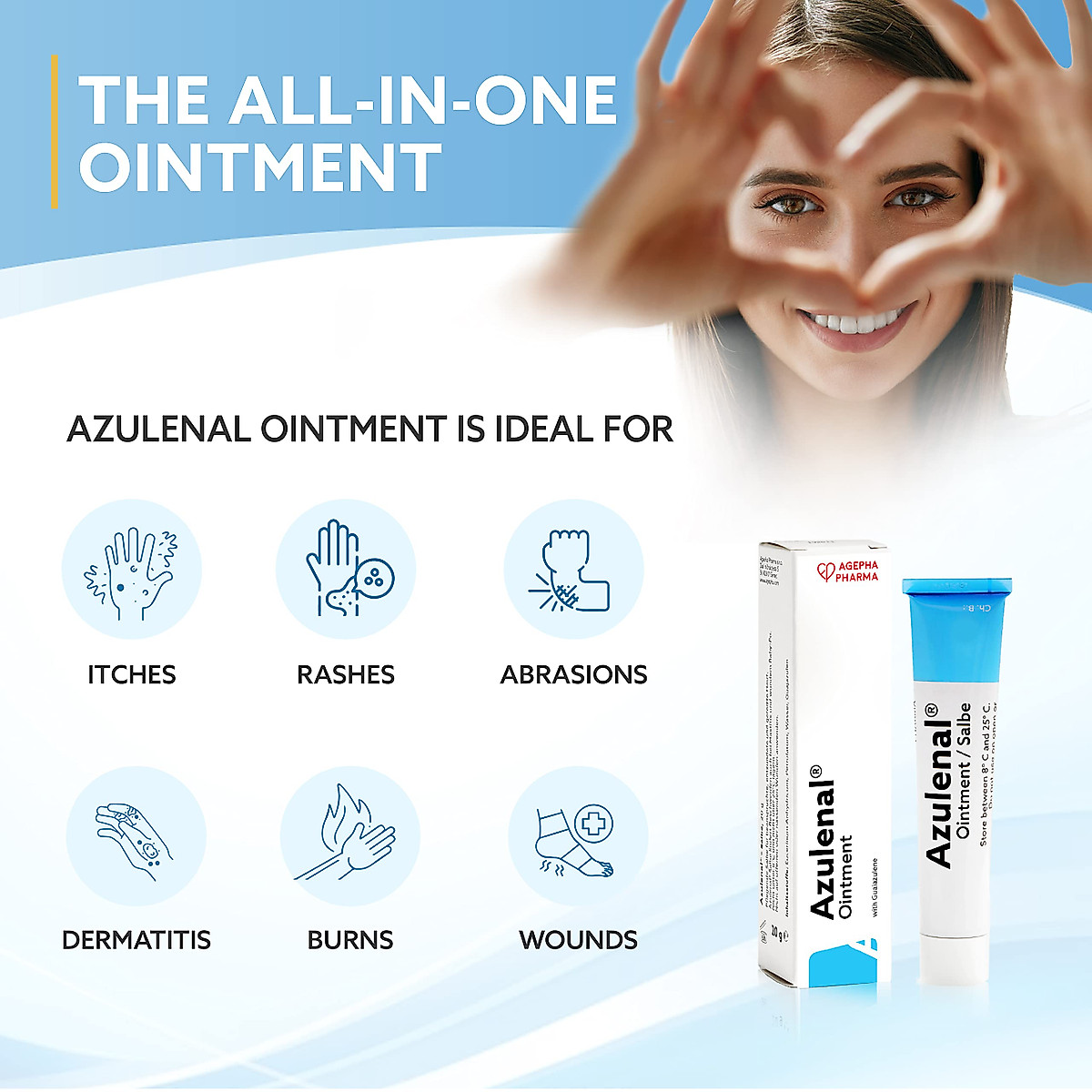 Azulenal Ointment with Guaiazulene | Wound and Healing Ointment for Diaper Rashes, Itches, Cuts, Burns, & Sore Nipples | Suitable for Use for Babies and Nursing Mothers | Made in Europe