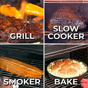 Emeril Lagasse Southern Cooker, Portable Outdoor Charcoal Grill & Meat Smoker Combo, Slow Cook, Oven Bake, for Backyard Patio, Barbecue & Tailgating, Black