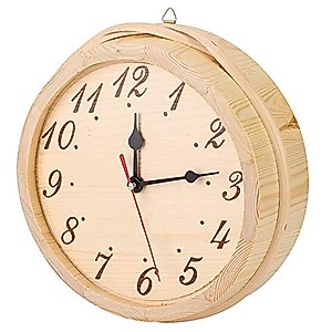 Yyqtgg Sauna Clock, Wood Digital Handcrafted Alarm Analog Clock for Sauna Room Home Bedroom Use Sauna Accessories