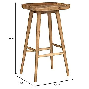 Amazon Brand - Rivet Modern Wood Kitchen Counter Barstool, Natural Finish, 14.4"D x 17.3”W x 29.5”H
