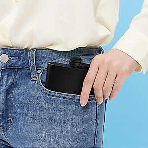 GADIEDIE 12oz+8oz Flask for Liquor for Men Matte Black Stainless Steel Leakproof Funnel and Cups, with Never-Lose Metal Cap, Drinking Flasks for Wedding Party Gift Outdoor Activities