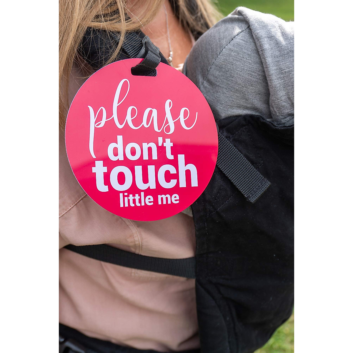 THREE LITTLE TOTS – Pink Please Don't Touch Baby Car Seat Sign or Stroller Tag - CPSIA Safety Tested