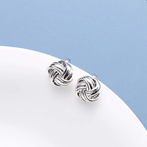 Sllaiss 925 Sterling Silver Clip On Earrings for Women 14k Gold Plated Celtic Knot Non Pierced Earrings (Silver)