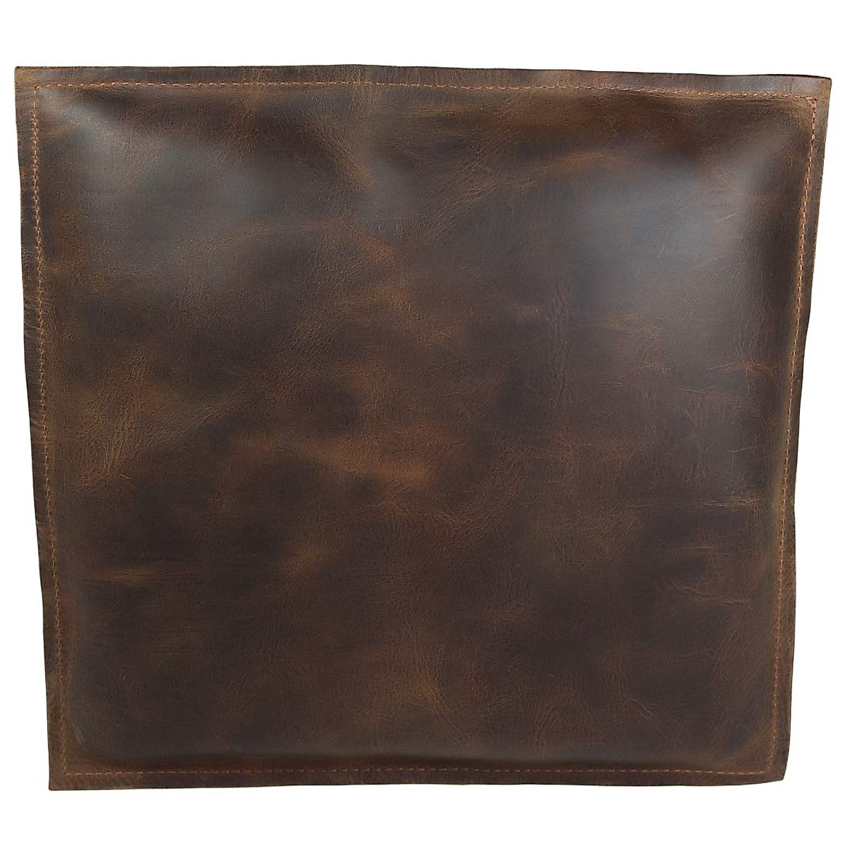 Hide & Drink, Decorative Pillow 12 x 12 in. for Couch, Sofa or Bed, Stylish Decoration, Home & Office Accessories, Full Grain Leather, Handmade, Bourbon Brown