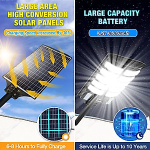 Crolanli 1600W Solar Street Lights Outdoor Waterproof,6500K 200000Lumen Street Lights Solar Powered with Motion Sensor,Solar Lights Outdoor Dusk to Dawn,Solar Parking Lot Lights for Commercial