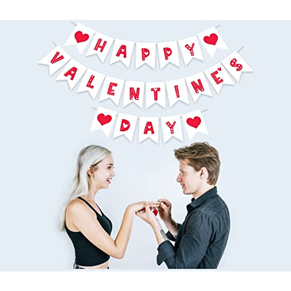 Happy Valentines Day Banner - Bunting Banner - Heart Signs - Love Banner - Valentines Day Photo Prop - Candy Heart Valentine Banner - Mantel Decor Valentines - Pre Assembled Proposal Banner