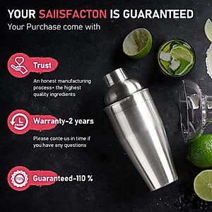 Cocktail Shaker 25oz Martini Shaker Bar Shaker Drink Shaker Bar tools with Built-In Strainer for Bartender, Professional 18/8 Stainless Steel Margarita Mixer for Mixed Drinks