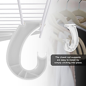 8pcs Closet Rod Bracket, J Shaped for Closetmaid Bracket 3/4 Closet Shelf Pole Holder Wardrobe Shelf Brackets Hooks Hanging Closet Rod Support for Cabinets Curtain Hanging Clothes(White)