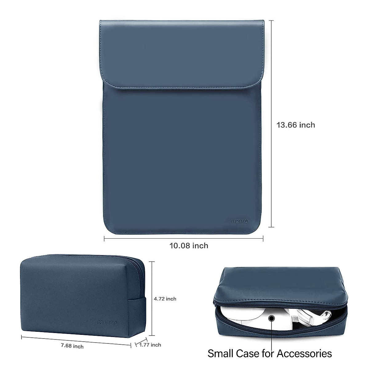 MOSISO Laptop Sleeve Compatible with MacBook Air 13 M3 A3113 M2 A2681 M1 A2337 A2179 A1932/Pro 13 M2 M1 A2338 A2251 A2289 A2159 A1989 A1706 A1708, Faux Suede Leather Case with Small Bag, Peacock Blue
