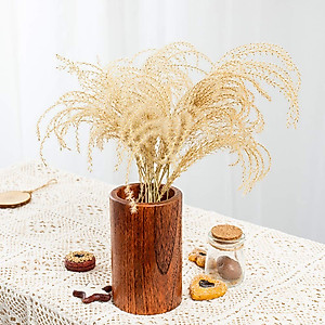 Wooden Kitchen Utensil Holder, 5.8 x 3.7 Inch, Natural Acacia Wood Cooking Utensil Holder for Countertop, Utensil Crock Organizer for Spoons Spatula Spurtles Skimmer Cooking Tools Straws