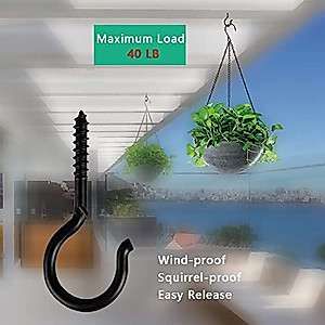 Bunhum Screw Hooks for Hanging Outdoor Lights, Q-Hanger Ceiling Hooks for Outdoor String Lights, Screw-in Eye Wall Hooks for Handing Plant Christmas Light Cup Led Wire Wind Chimes (Pack of 20)