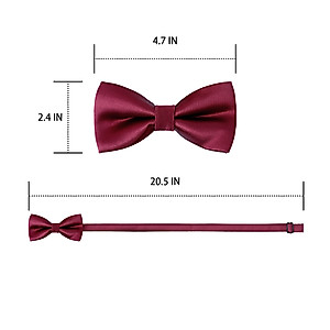 WELROG Mens Classic Pre-Tied Bow Ties Adjustable Silk Formal Tuxedo Wedding Bowtie (Wine Red)