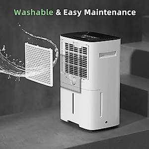 HOGARLABS 50 Pint Dehumidifiers for Home Basements, with 3 Working Modes, Overflow Protection, and Auto Shut off Restart. Ultra Silent Dehumidifier with Drain Hose, Intelligent Humidity Control