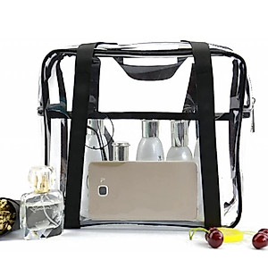 SxoSyo Clear Makeup Bags Large Travel Toiletry Bag for Women Transparent Bag Clear Cosmetic Bags with Handle Bathroom Organizer (black)