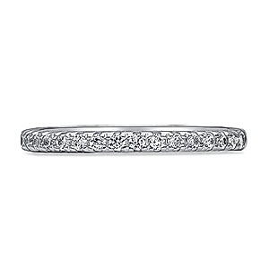 BERRICLE Sterling Silver Wedding Rings Cubic Zirconia CZ Half Eternity Ring for Women, Rhodium Plated Size 8