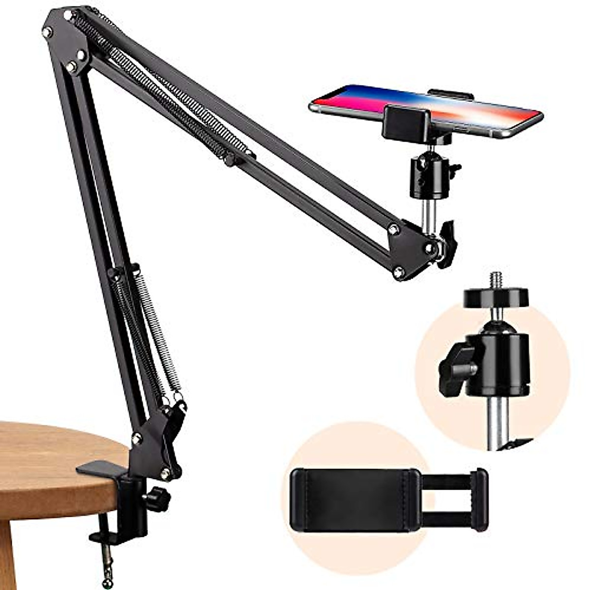 TARION Overhead Video Stand Articulating Arm Flexible Cell Phone Holder Stand Arm for Desk Table Phone Stand Holder for Overhead Video Filming Livestream Flat Photography Videography