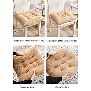 IXITON Thickened Plush seat Cushion,Lamb Fleece pad Warm Pillow Chair Stool heightened for Yoga Office Home Cafe Chair Meditation (17 * 17 inch(45 * 45cm), Round Off-White)