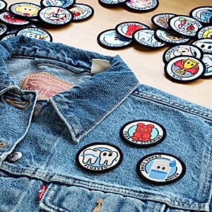 Winks For Days Adulting Merit Badge Embroidered Iron-On Patches (Health - Set 2) - Includes Three (3) 2" Patches: Flossed, Took My Vitamins, and Drank Some Water