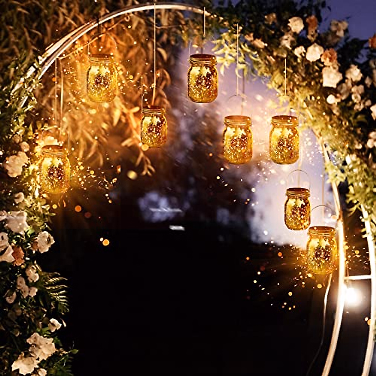 Suclain 6 Pack Mason Jars Painted Mason Jars Wide Decorative Jar Glass Decorative Jars for Home Table Centerpiece Decoration and Wedding Favor (Gold)