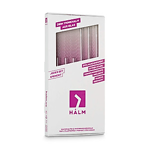 HALM Glass Straws - Variety Pack: 6 Reusable Drinking Straws in 2 Sizes + Plastic-Free Cleaning Brush - Made in Germany - Dishwasher Safe - Eco-Friendly - Perfect for Smoothies, Cocktails