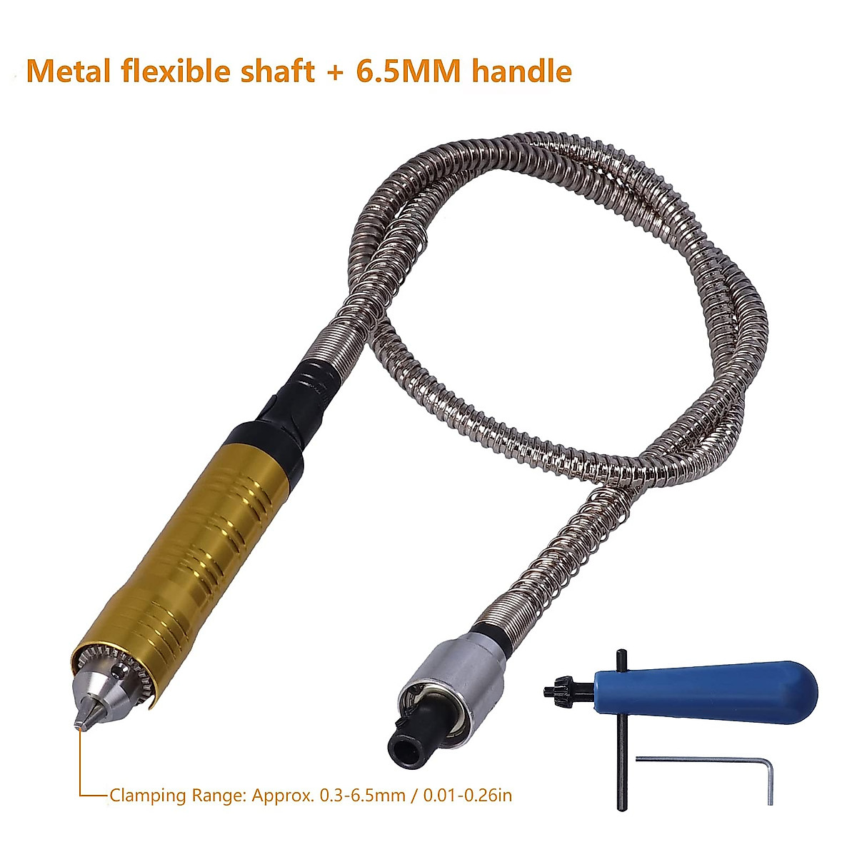 Heavy Duty Flex Shaft, Flexible Flex Shaft Polishing Chuck Rotary Grinder Tool Extension Cable Chuck Handle Electric Polisher Adapter Accessories