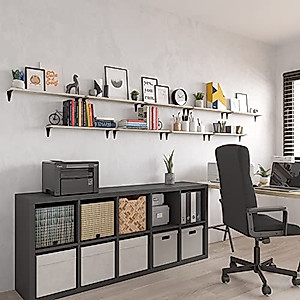 Wallniture Arras 24" Floating Shelves for Wall Storage, Wall Bookshelf Living Room Decor, Wall Shelves for Bedroom & Office, Kitchen Wall Shelf Set of 9, Natural, Wood